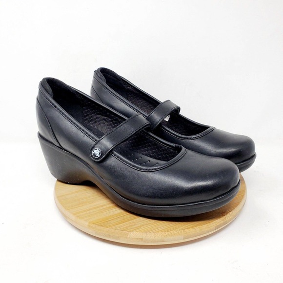 CROCS | Shoes | Crocs Shoes Womens Ginger Mary Jane Wedge Heel Black ...